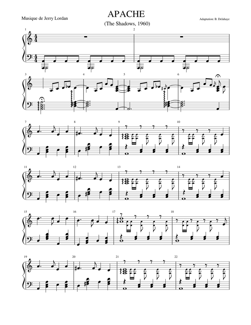 guitar tabs apache shadows