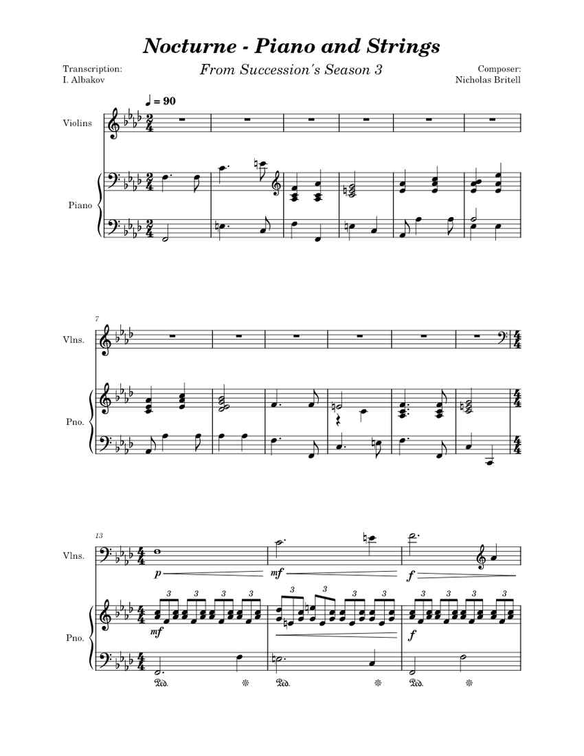 Succession Nocturne - Piano and Strings - piano tutorial