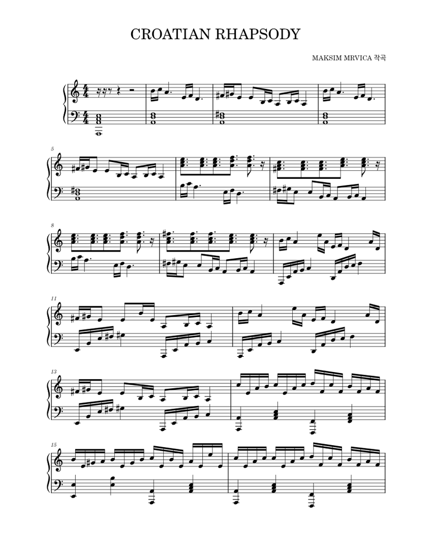 CROATIAN RHAPSODY Sheet music for Piano (Solo) | Musescore.com