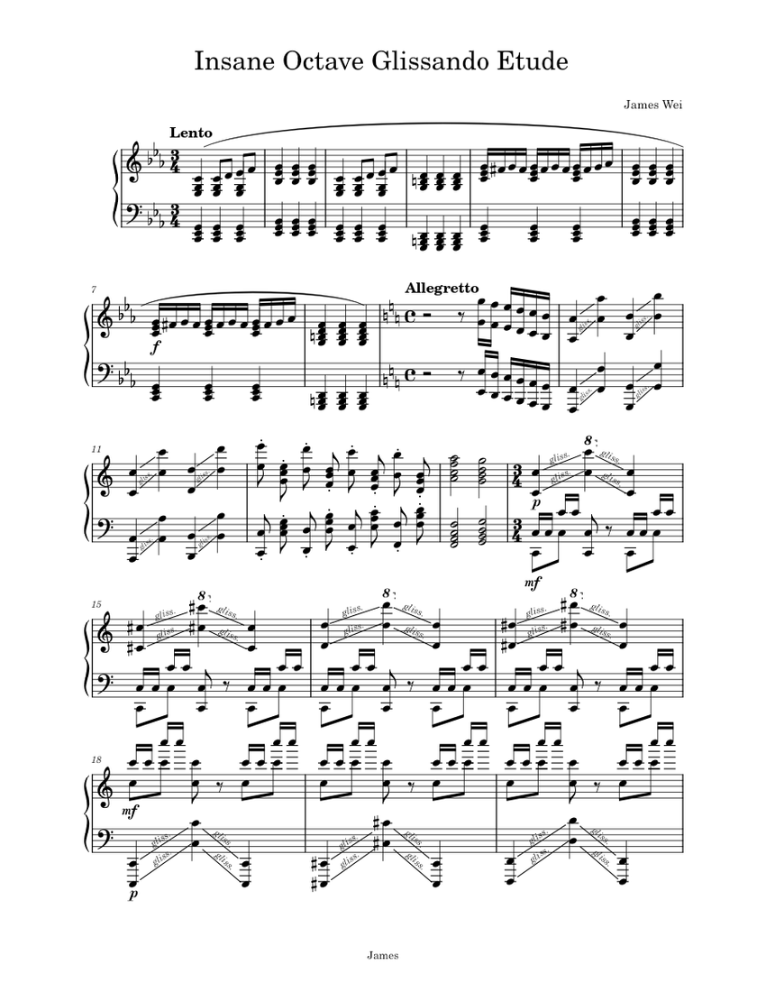 Insane Octave Glissando Etude Sheet music for Piano (Solo) | Musescore.com