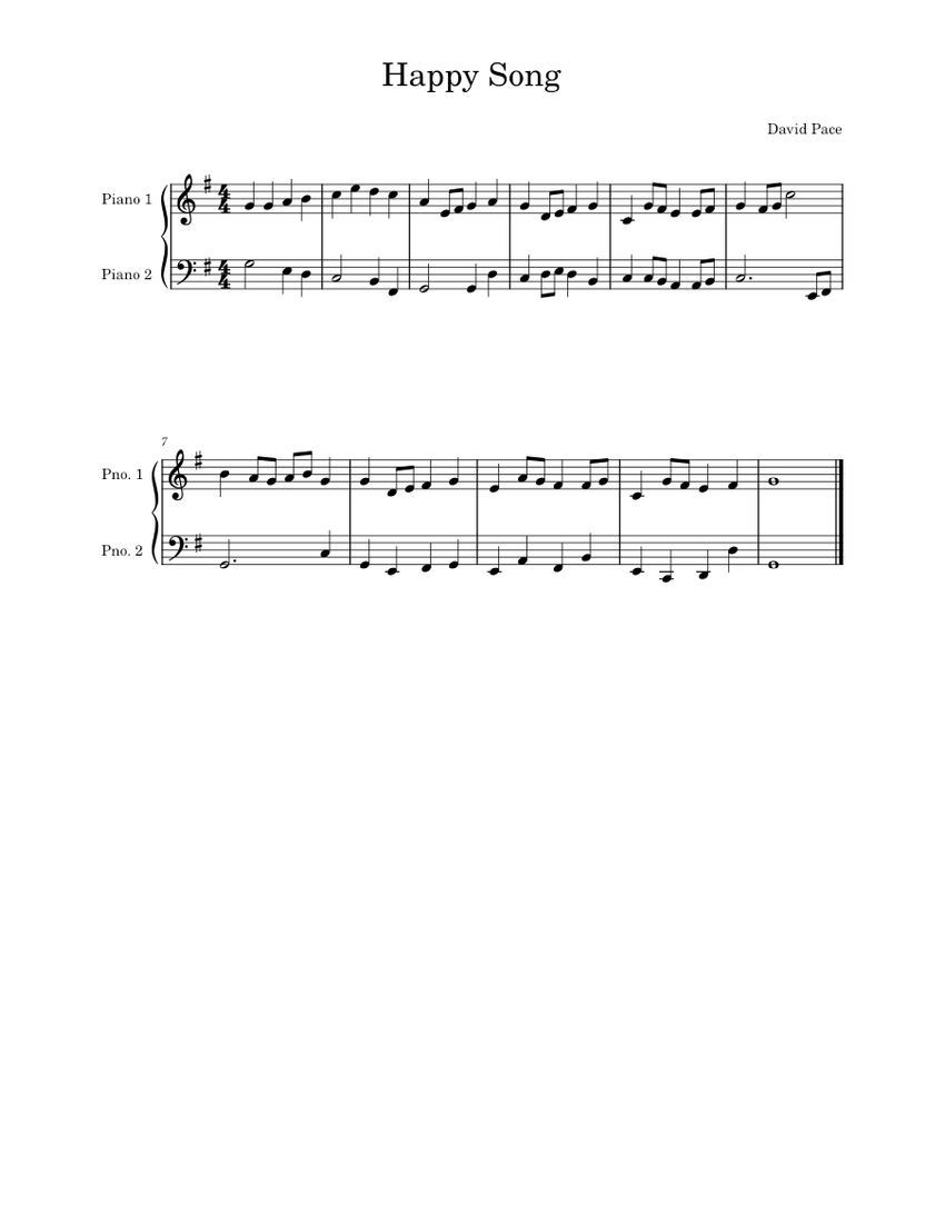 Happy Song Sheet music for Piano (Piano Duo) | Musescore.com