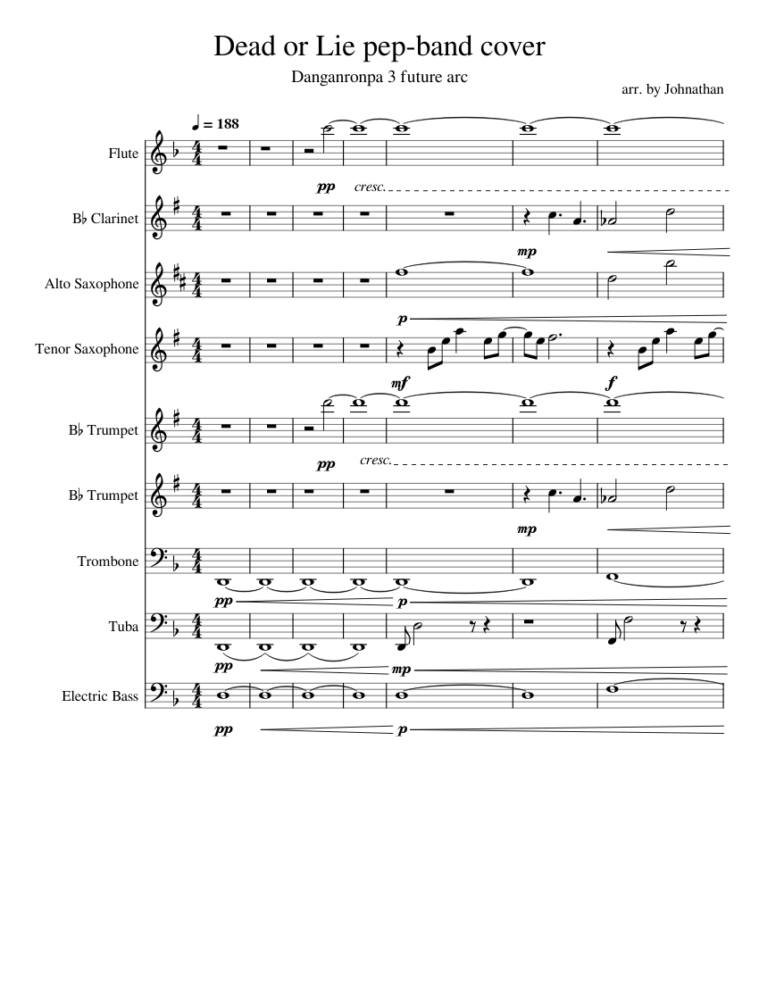 Dead or lie – Trustick Dead_or_Lie_pep-band_cover Sheet music for ...