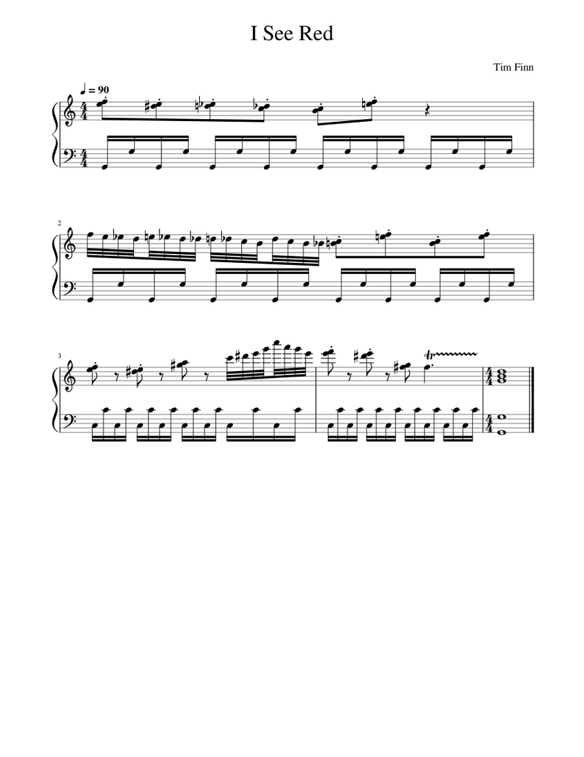 I See Red (piano solo) Sheet Music for Piano (Solo) | MuseScore.com