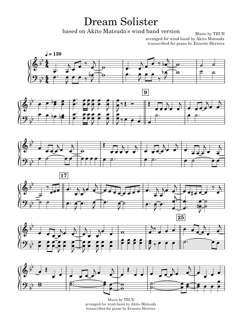 Dream Solister – TRUE for beginner Piano Sheet Music for Piano (Solo ...