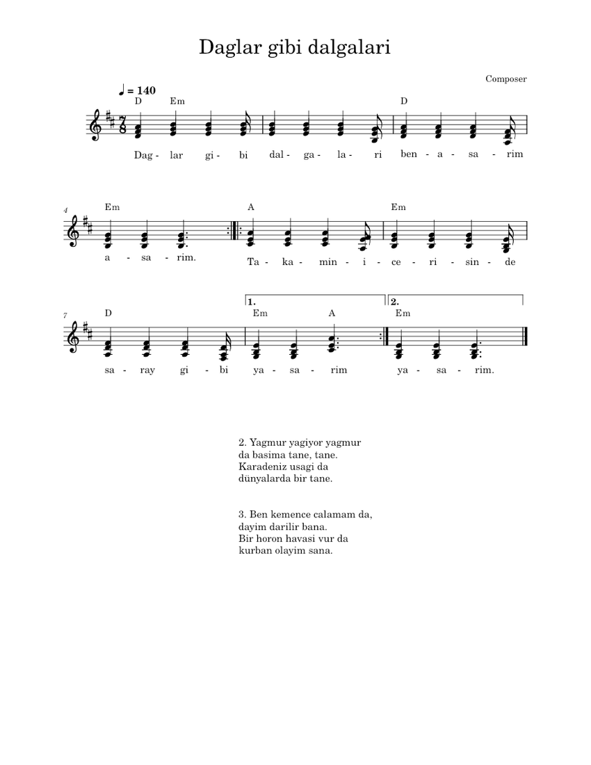 Daglar gibi dalgalari – Misc Traditional Daglar_gibi_dalgalari_Dm ...