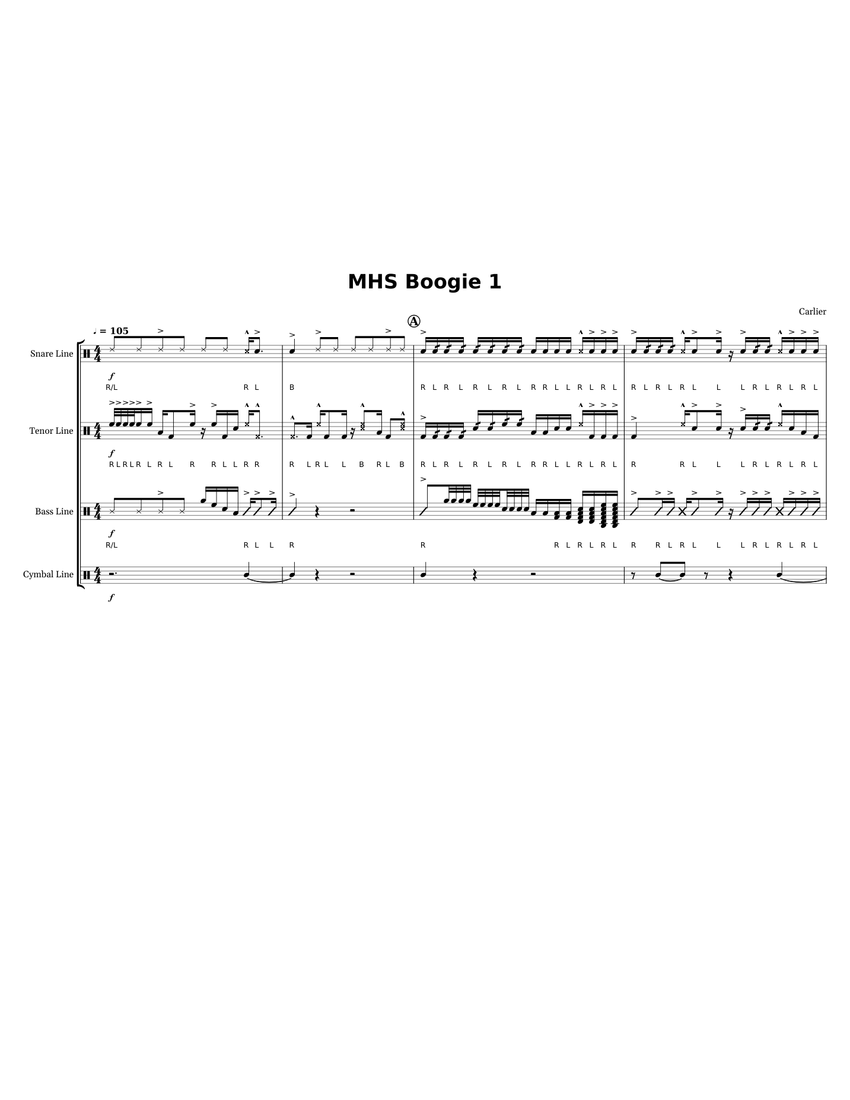 MHS_Boogie Sheet music for Snare drum, Crash, Tenor drum, Bass drum ...