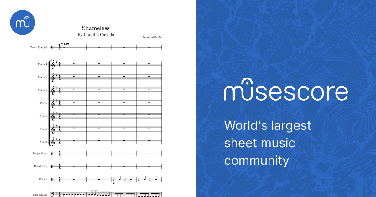 Shameless – Camila Cabello Shameless CUt out + mess Sheet Music for Crash, Violin, Bass guitar ...