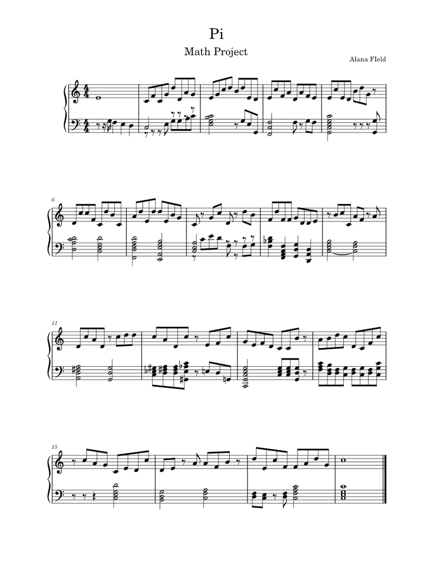 Pi Song Project 1 Sheet music for Piano (Solo) | Musescore.com