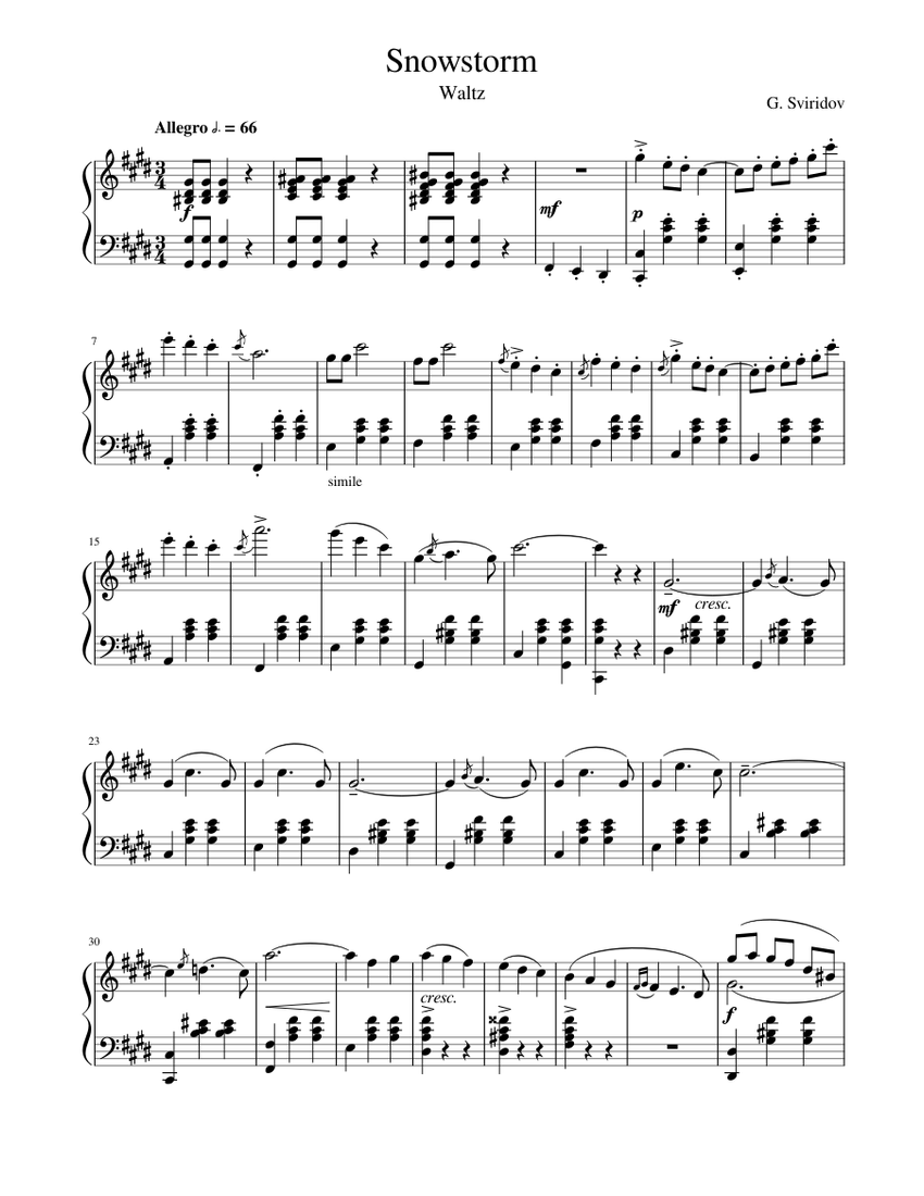 Snowstorm Sheet Music for Piano (Solo) | MuseScore.com
