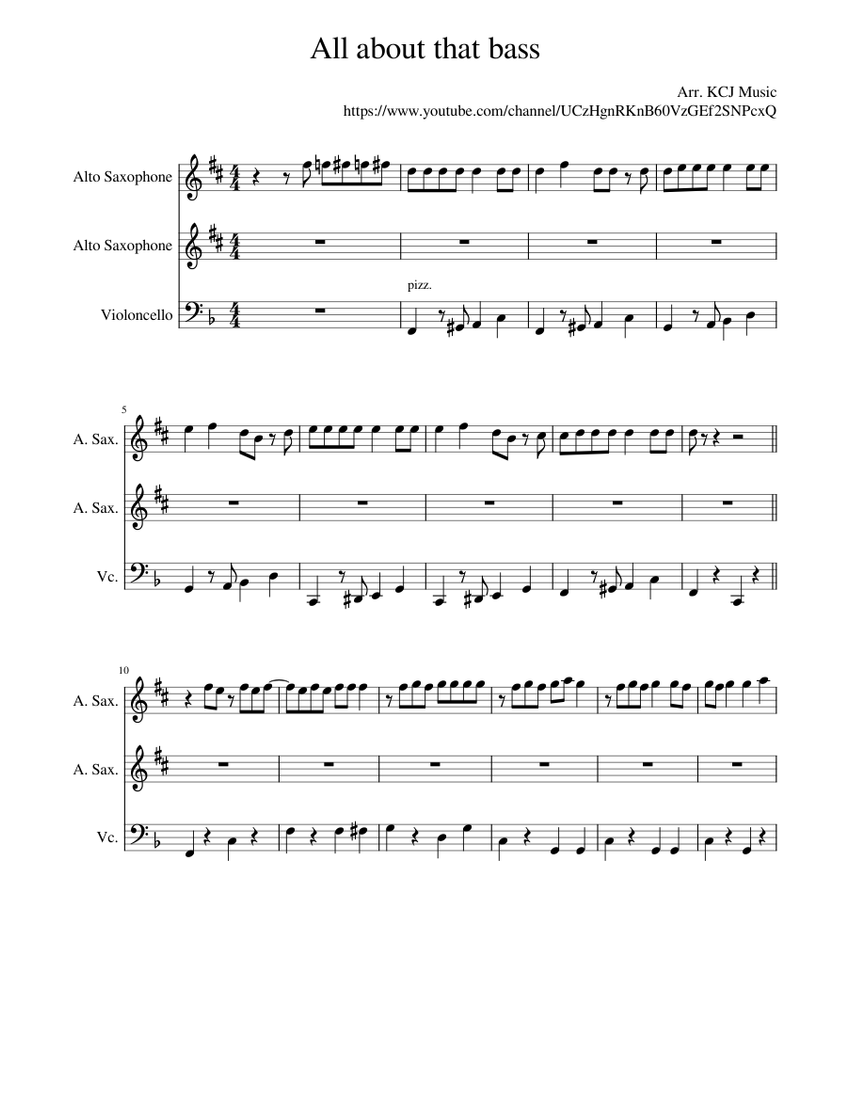All About That Bass - Meghan Trainor Sheet Music for Saxophone alto ...