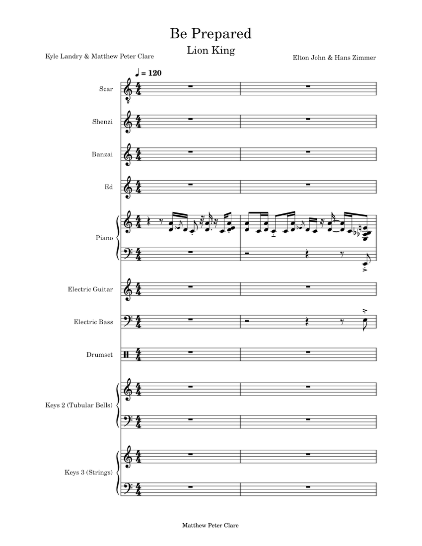 Be Prepared Sheet Music for Piano, Tenor, Vocals, Guitar & more ...