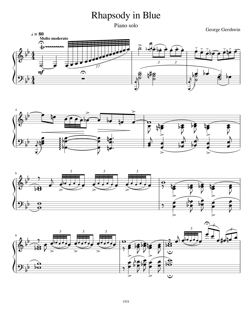 Rhapsody In Blue Sheet music for Piano (Solo) | Musescore.com