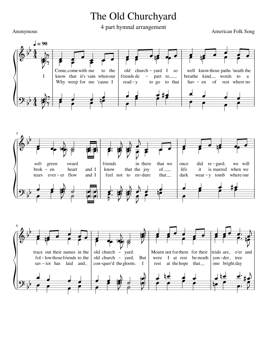 The Old Churchyard Sheet music for Piano (SATB) | Musescore.com