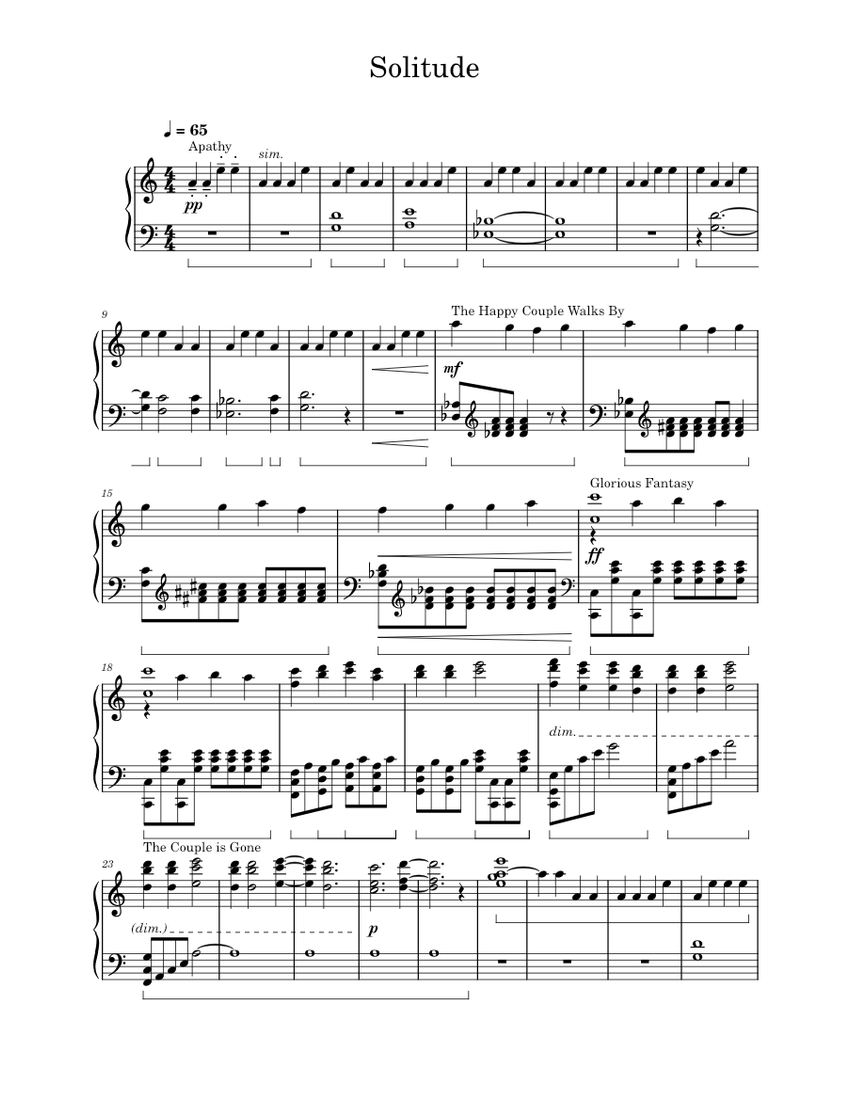 Solitude Sheet Music for Piano (Solo) | MuseScore.com