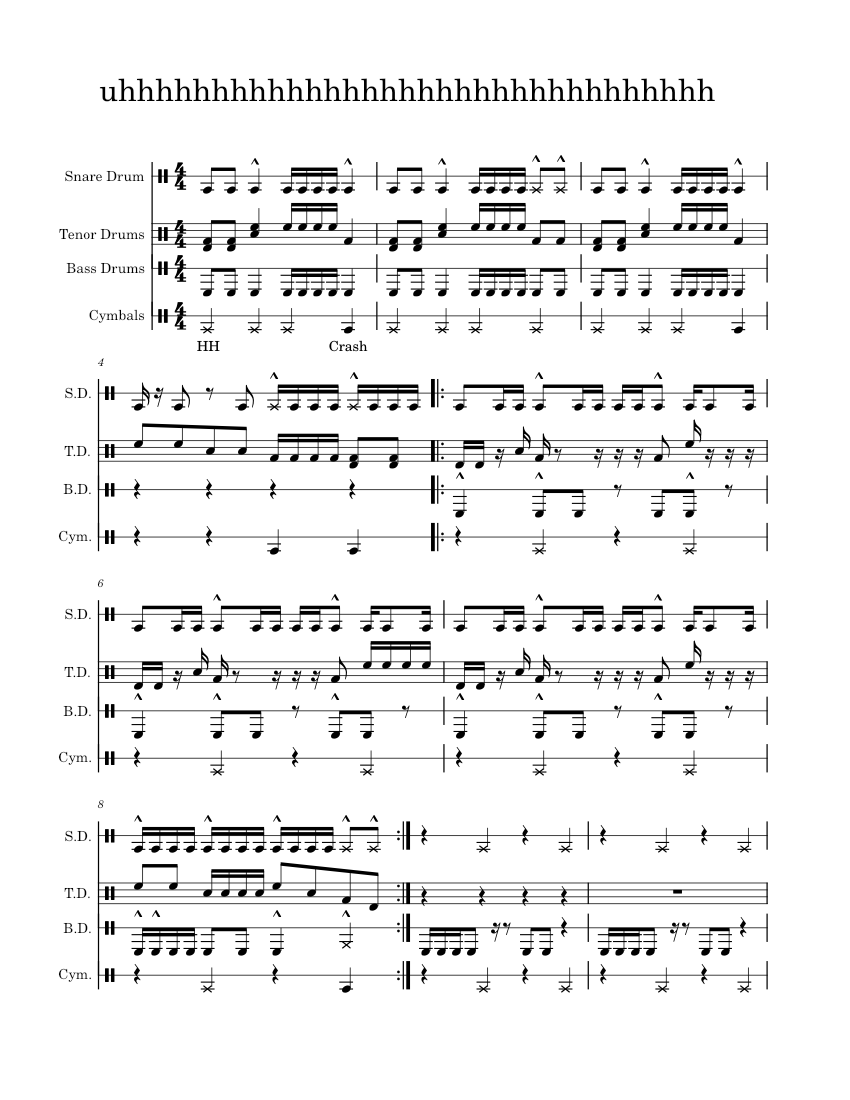 CapyBeat Sheet music for Snare drum, Crash, Tenor drum, Bass drum (Marching Band) | Musescore.com