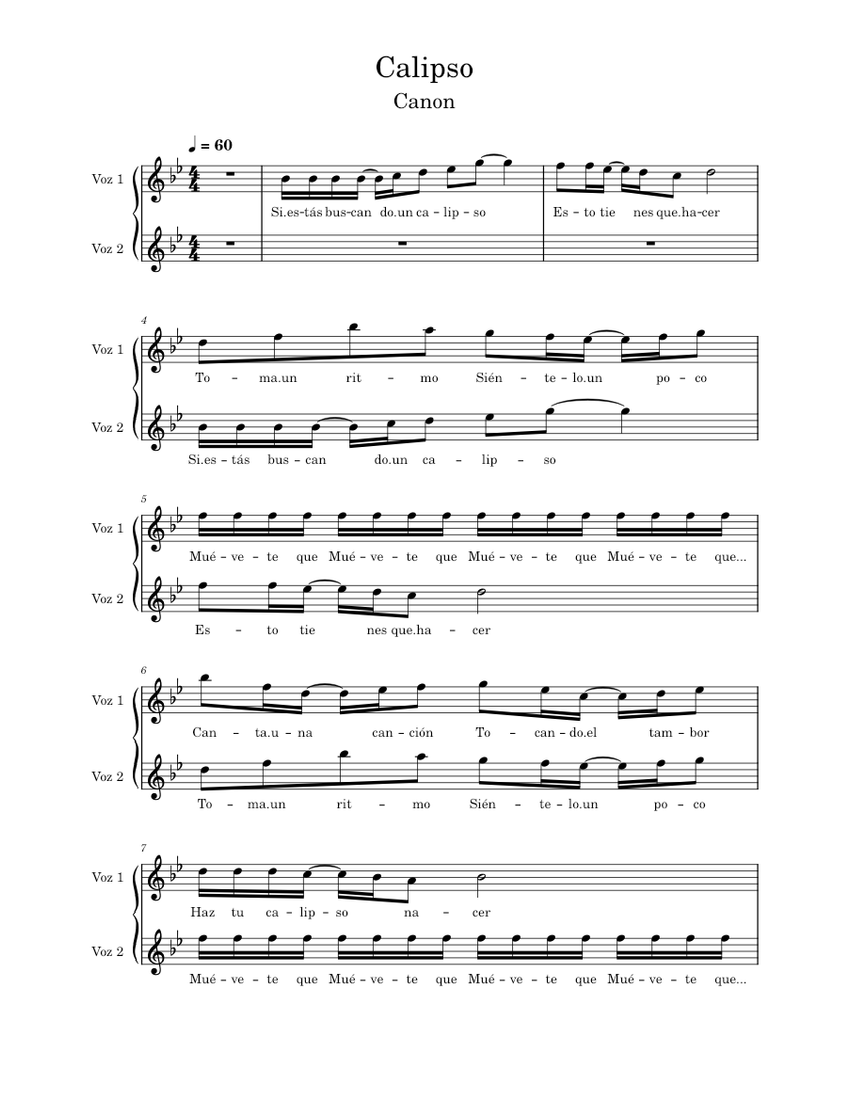 Calipso – Jan Holdstock Calipso (Canon) Sheet music for Flute, Violin ...