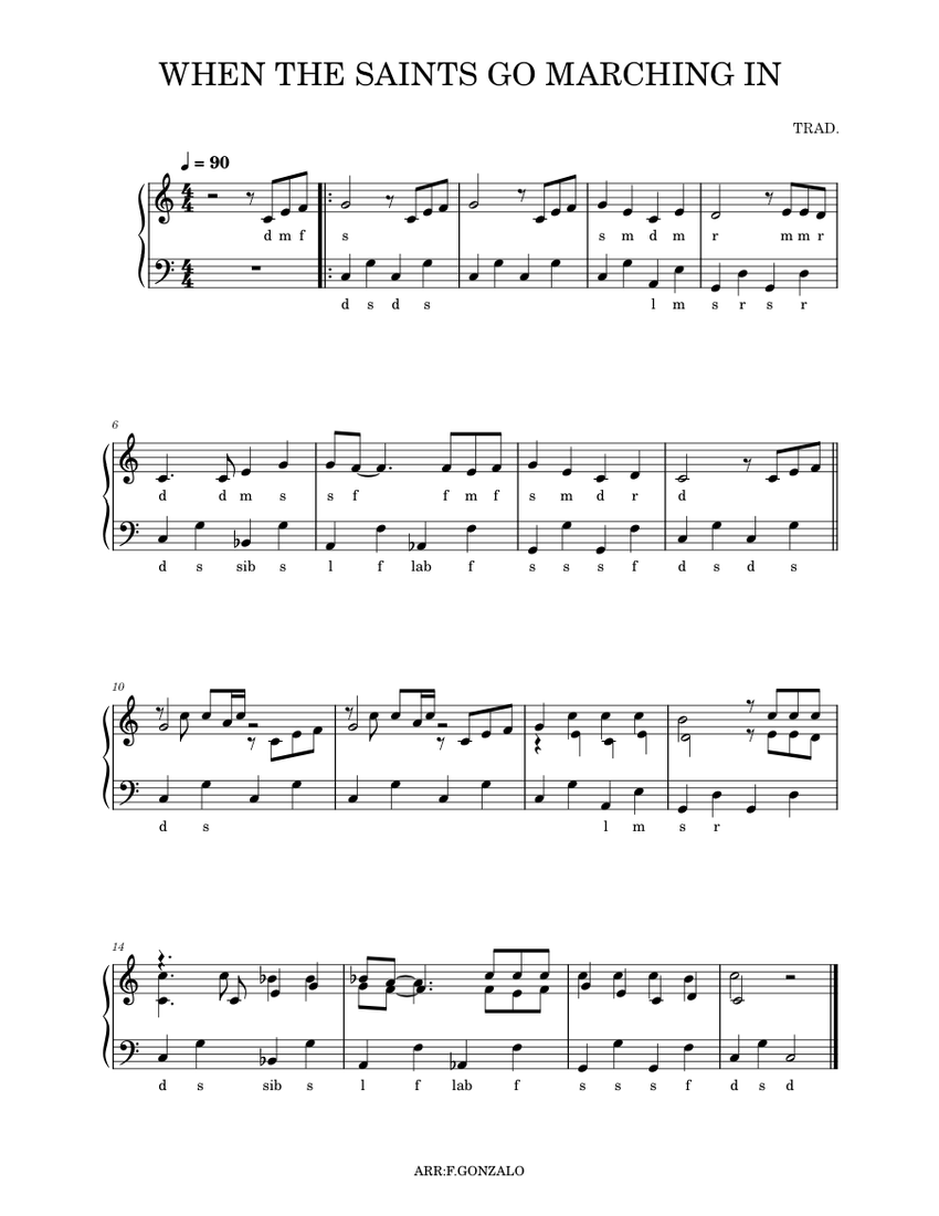 When the saints go marching in – Misc Traditional Sheet Music for Piano ...