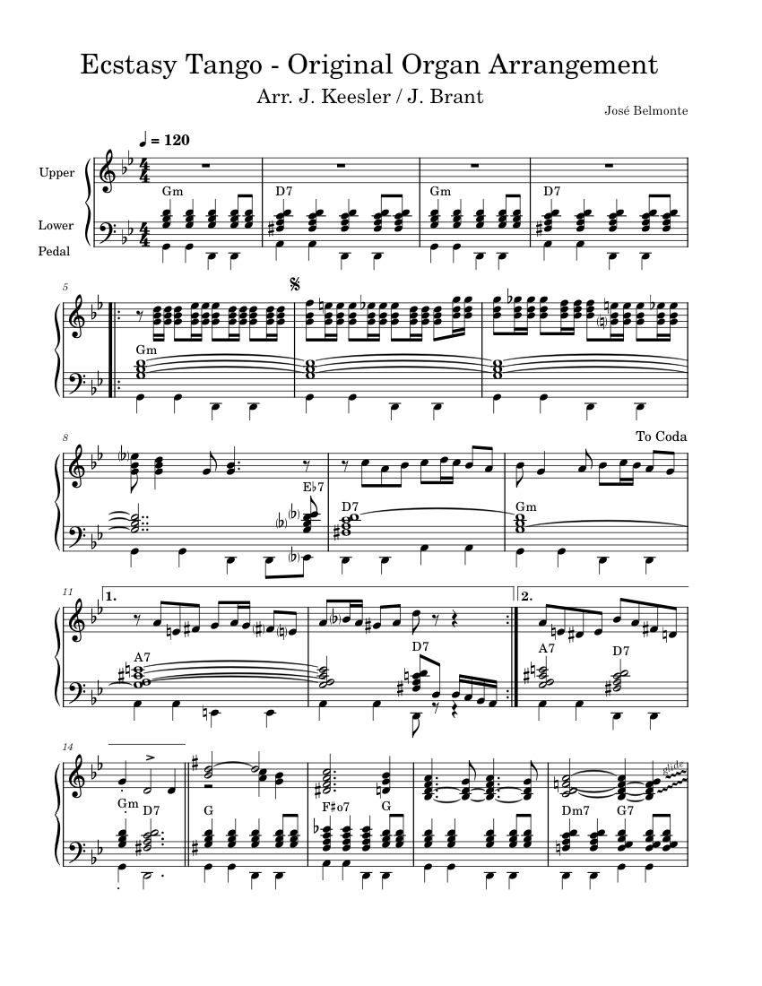 The Ecstasy Tango - Original Arrangement for the Electronic Organ – J ...