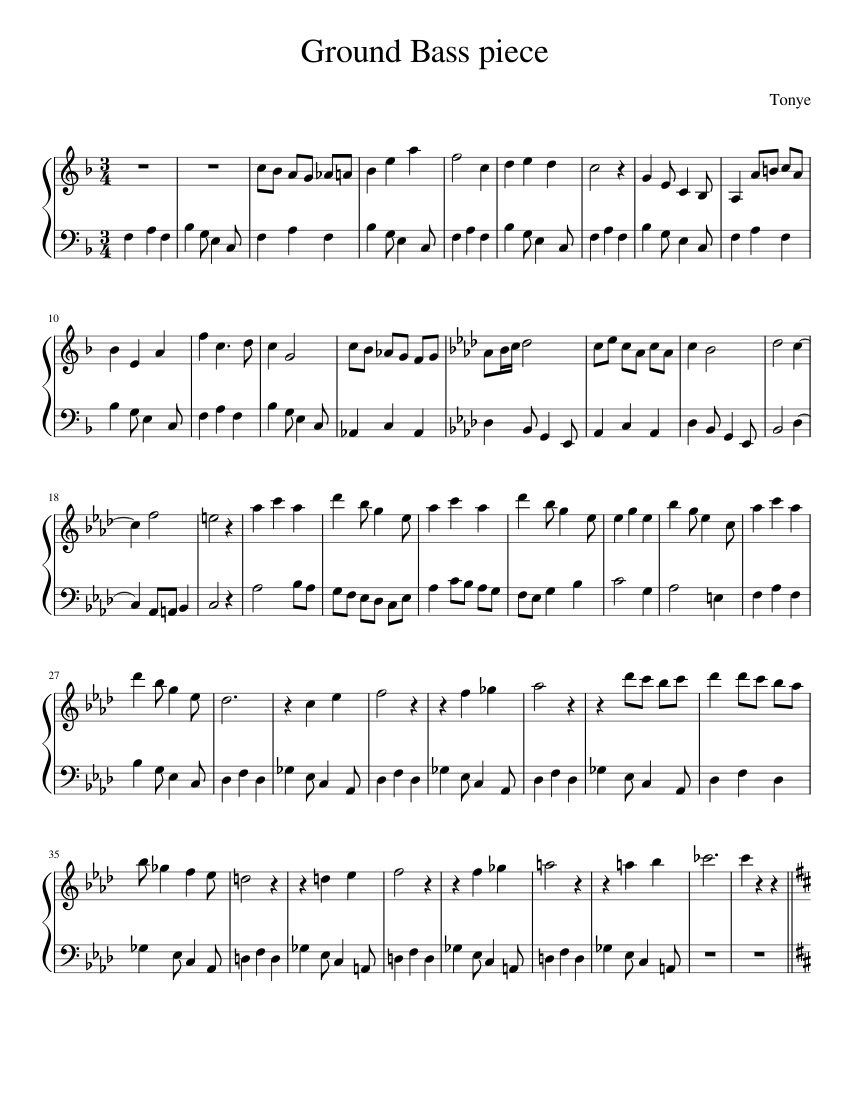 Ground Bass Piece Sheet music for Piano (Solo) Easy | Musescore.com