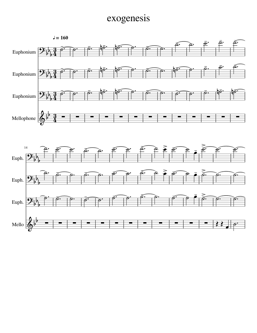 exogenesis Sheet music for Euphonium, Mellophone (Mixed Quartet ...