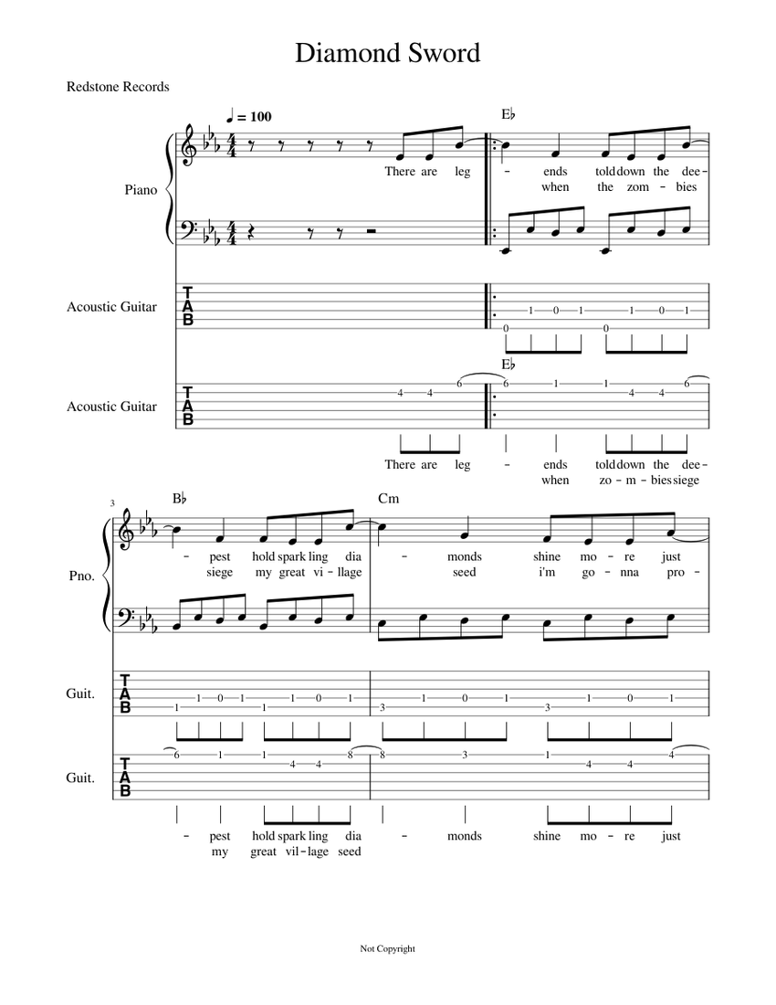 Diamond Sword Sheet music for Piano, Guitar (String Ensemble ...