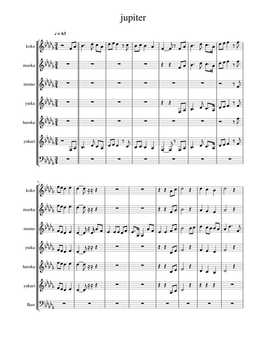 jupiter Sheet music for Vocals, Violin, Guitar, Bass guitar & more ...