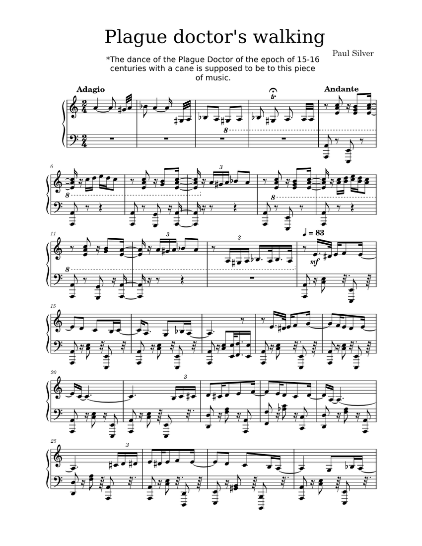 Plague Doctor's walking – Paul Silver Sheet music for Piano (Solo ...