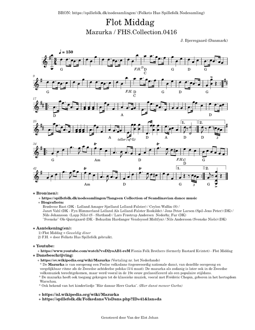 Flot Middag (FHS.Collection.0416) Sheet music for Violin (Solo ...