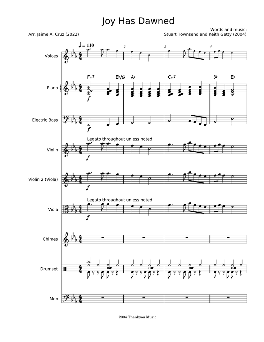 Joy Has Dawned – Stuart Townsend, Keith Getty Sheet Music with Chords ...