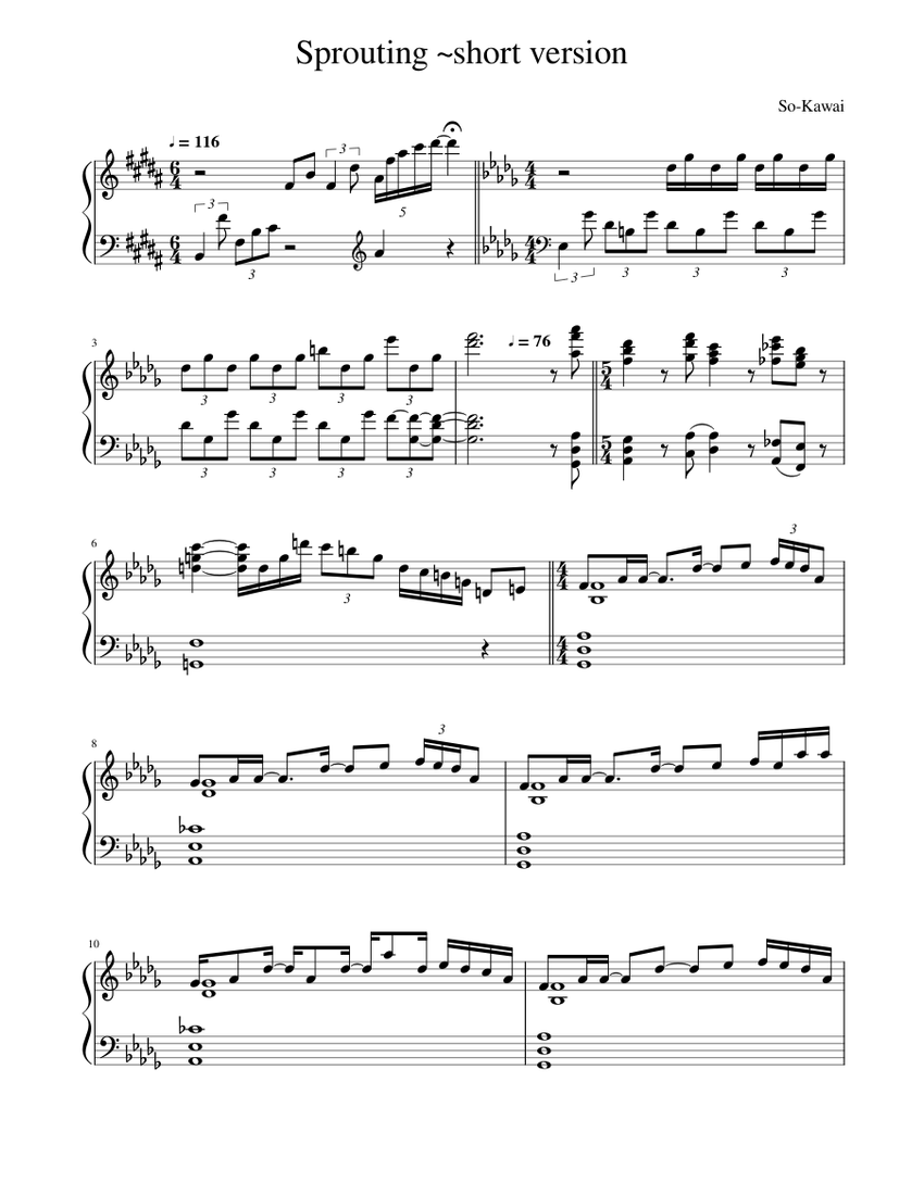 Sprouting_~short_version Sheet music for Piano (Solo) | Musescore.com