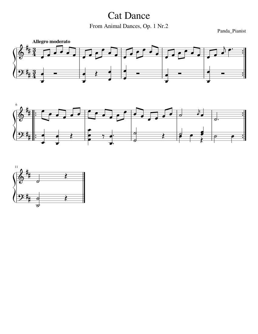 Cat Dance Sheet music for Piano (Solo) | Musescore.com