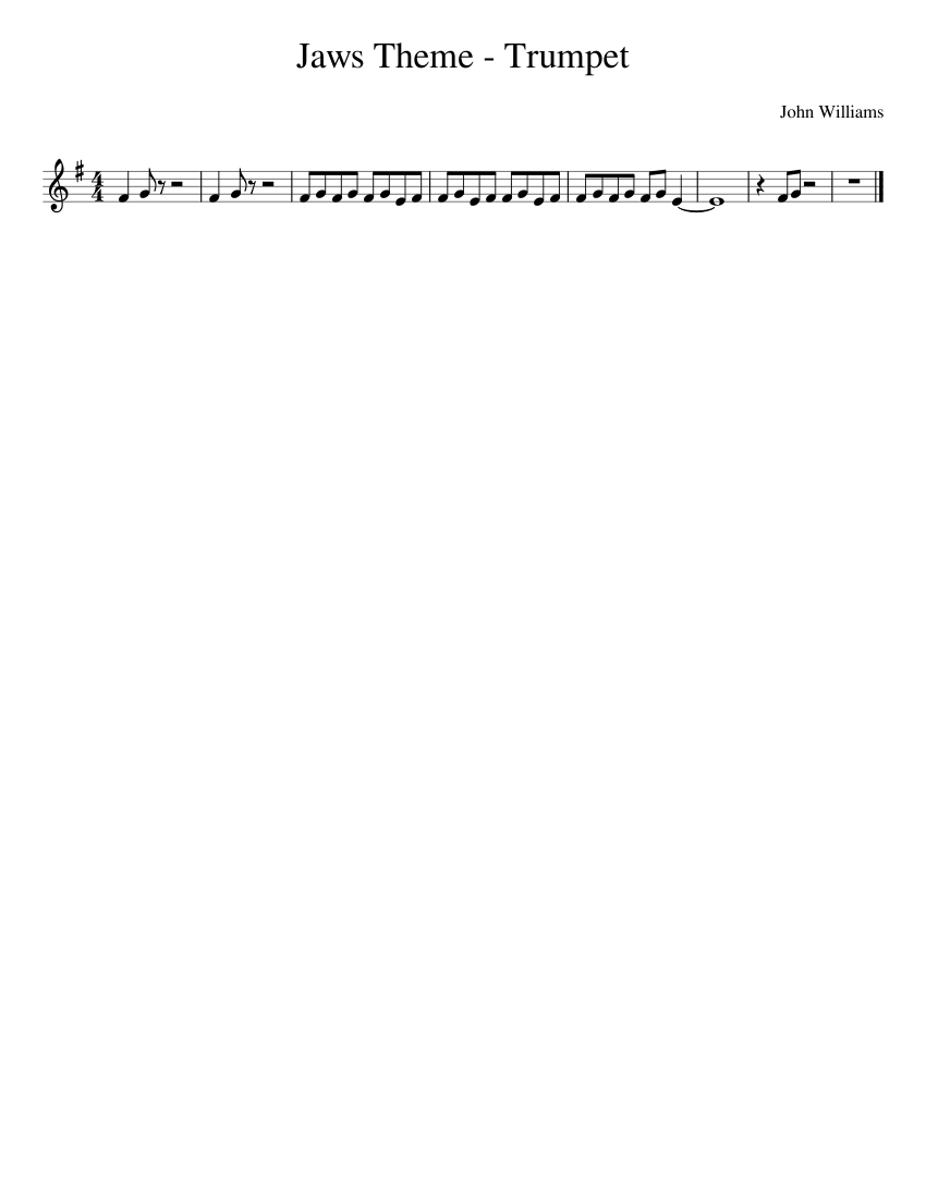 Jaws Theme - Trumpet Sheet Music for Piano (Solo) easy | MuseScore.com