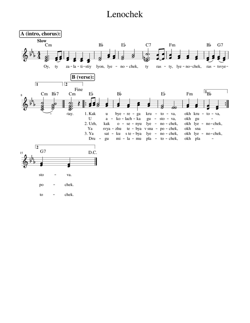 Lenochek Sheet music for Piano (Solo) Easy | Musescore.com