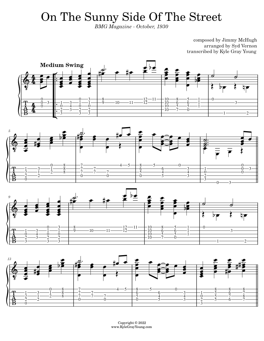 On The Sunny Side Of The Street – Dorothy Fields, Jimmy McHugh (1930 ...