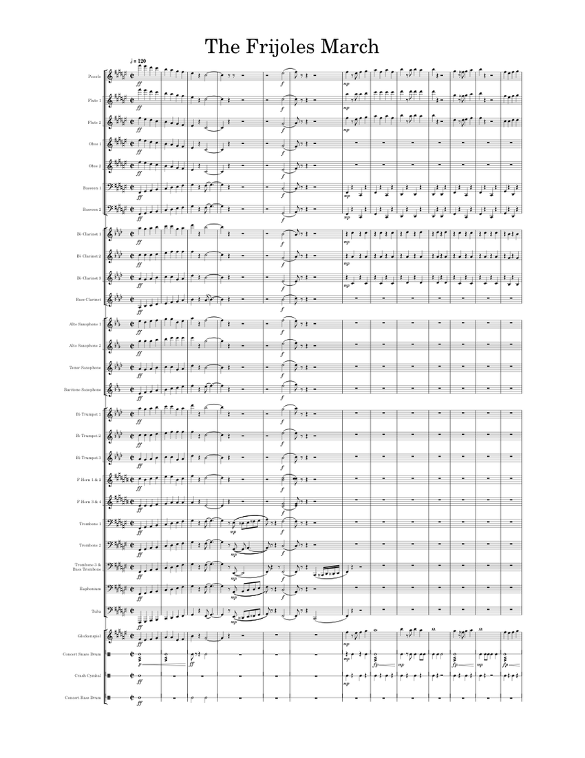 Frijoles March Sheet music for Trombone, Euphonium, Tuba, Flute piccolo ...