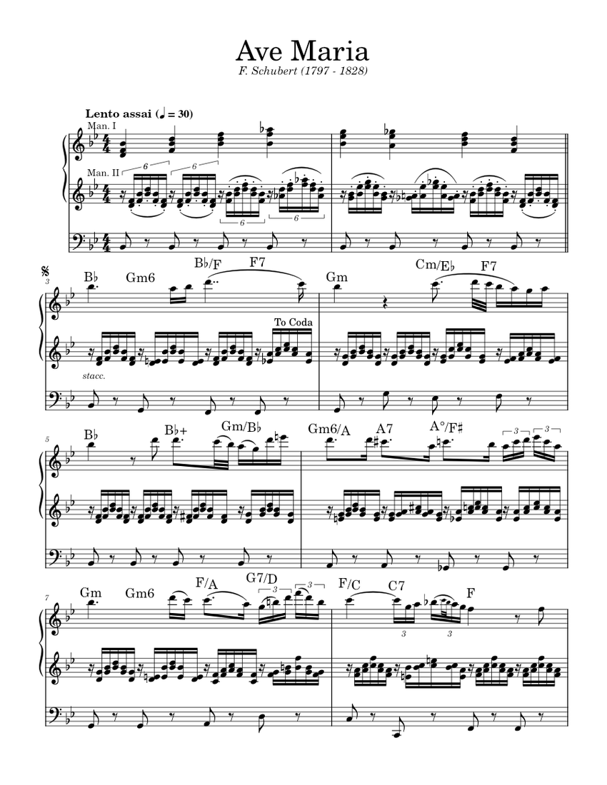 Ave Maria – Franz Schubert Franz Schubert: Ave Maria - Organ Sheet ...