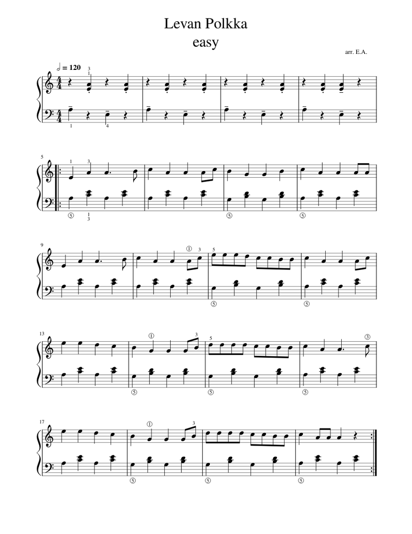 Levan_Polka Sheet Music for Piano (Solo) Easy | MuseScore.com