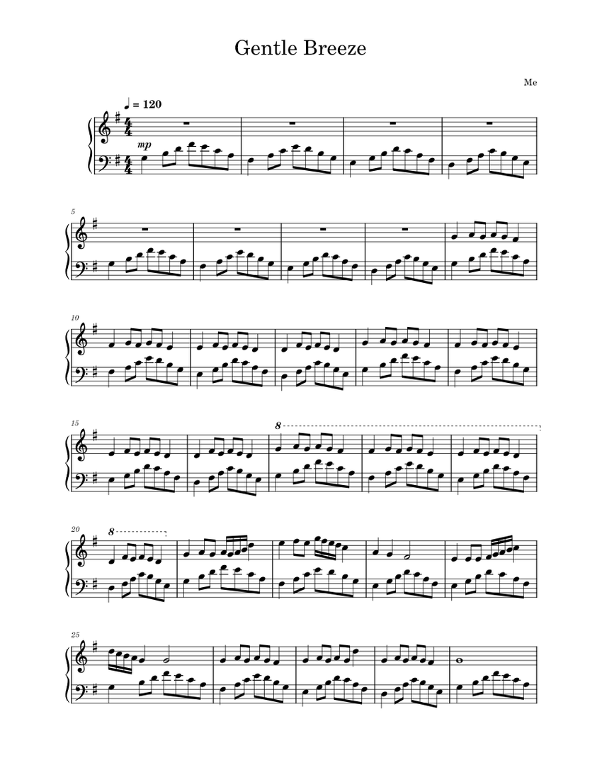 Gentle Breeze Sheet Music for Piano (Solo) Easy | MuseScore.com