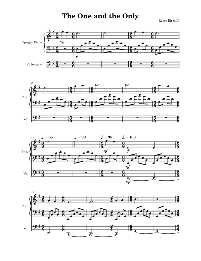 The One and The Only Sheet music for Piano, Cello (Solo) | Musescore.com