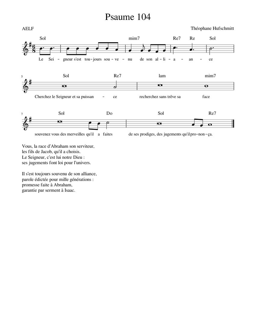 Psaume 104 Sheet music for Piano (Solo) Easy | Musescore.com