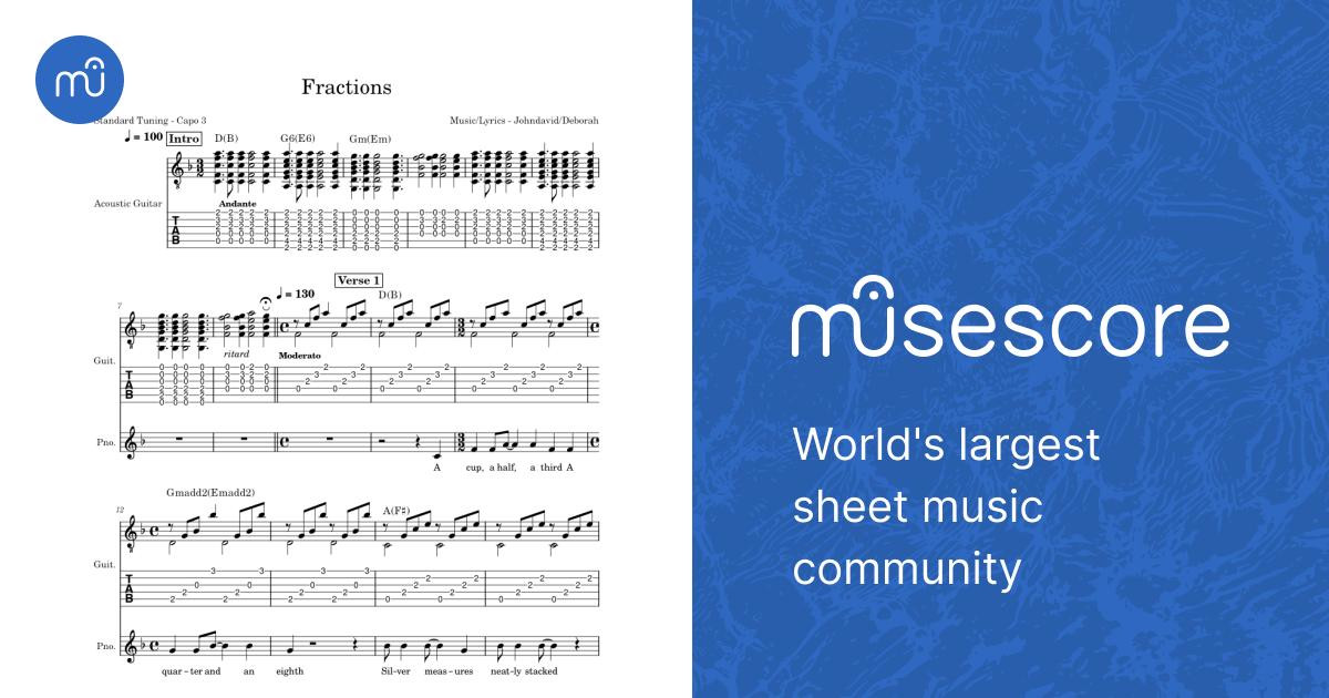 Fractions - Johndavid/Deborah Sheet music for Piano, Guitar (Solo ...