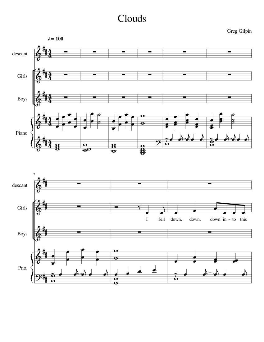 Clouds Accompaniment Sheet music for Piano (Mixed Quartet) | Musescore.com