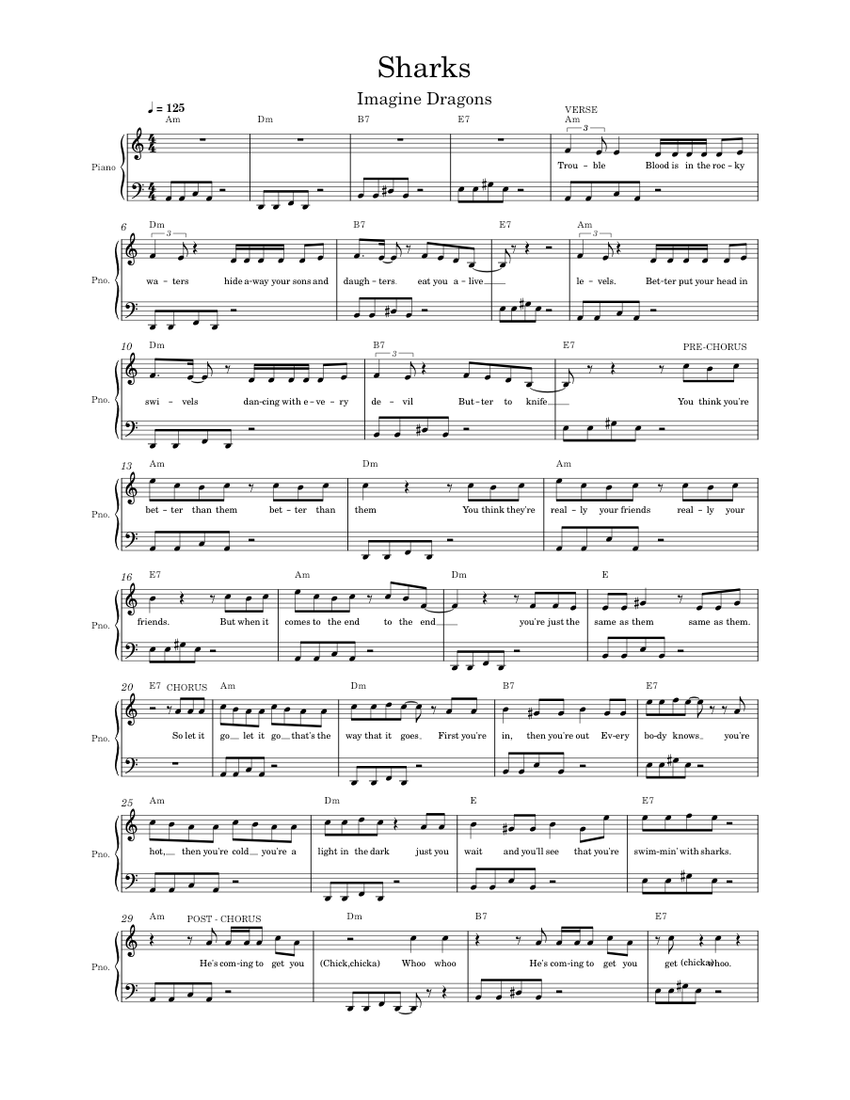 Sharks – Imagine Dragons Sheet music for Piano (Piano Duo) | Musescore.com