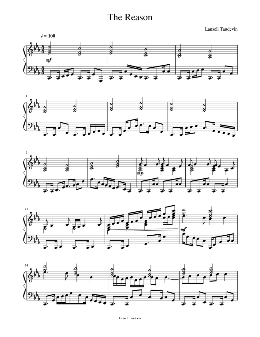 The Reason Sheet music for Piano (Solo) | Musescore.com