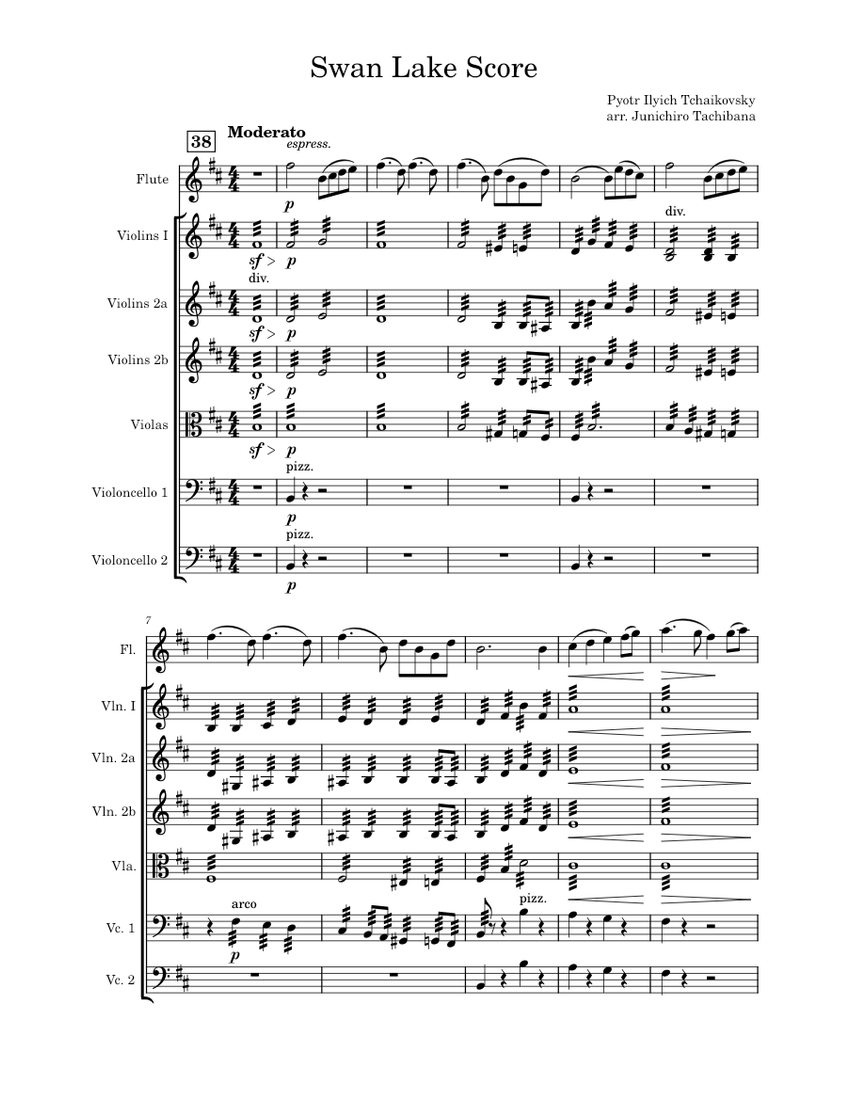 Theme from Swan Lake – Pyotr Ilyich Tchaikovsky Sheet Music for Flute ...