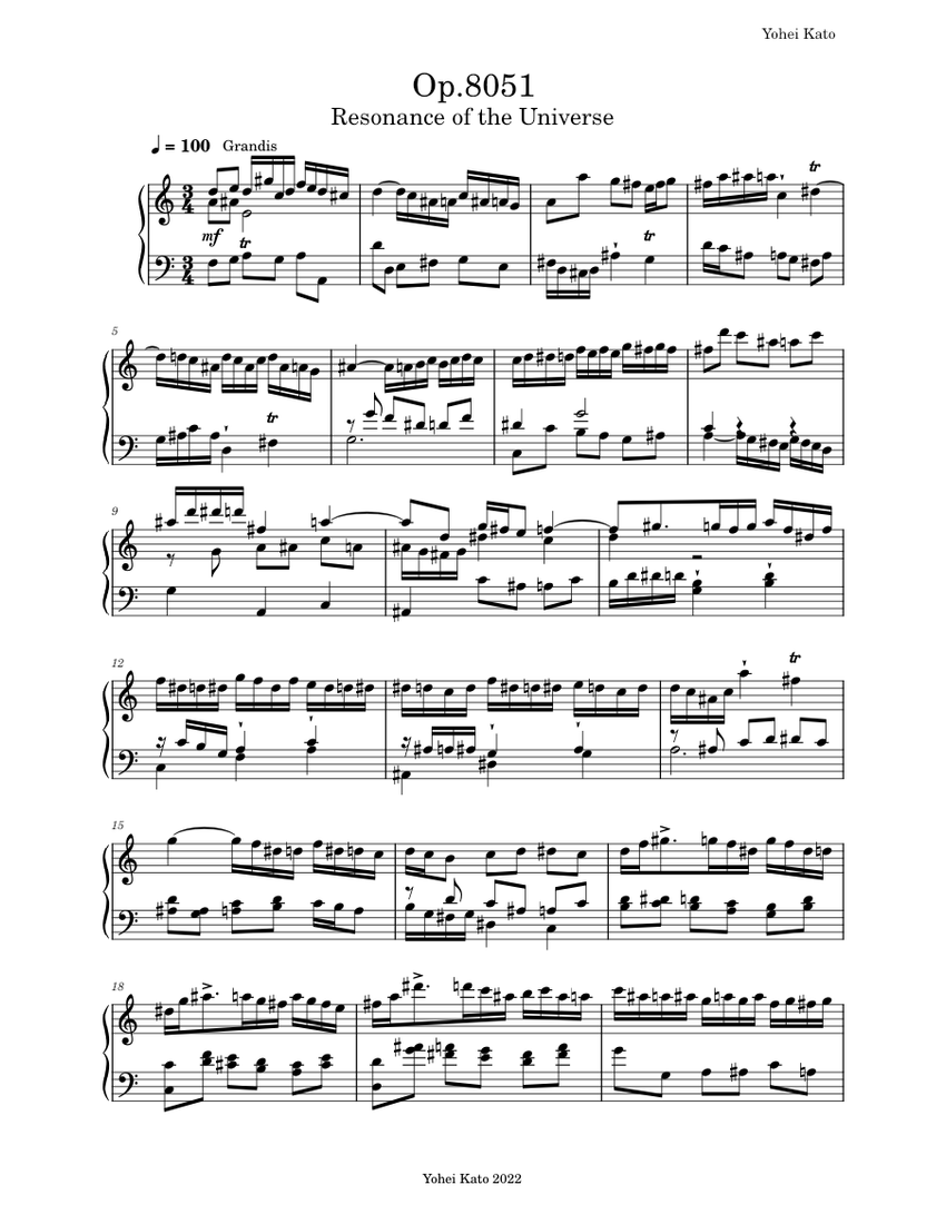 Op.8051 Resonance of the Universe Sheet music for Piano (Solo ...