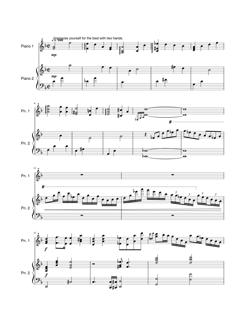 M2U & Nicode - Myosotis (Piano Duet) / Deemo / DPSP Sheet music for ...