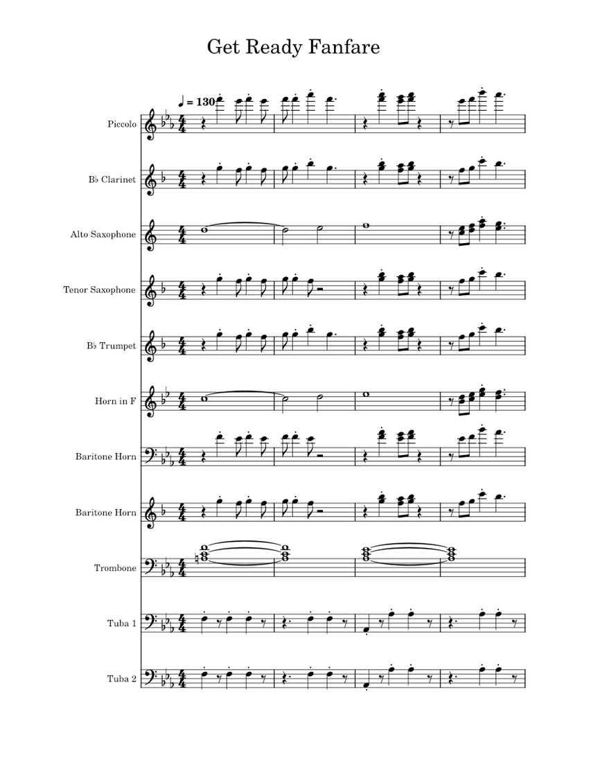Get Ready Fanfare Sheet Music for Trombone, Tuba, Flute piccolo ...