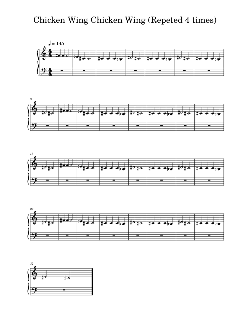Chicken Wing Chicken Wing (Repeated 4 times) Sheet Music for Piano ...