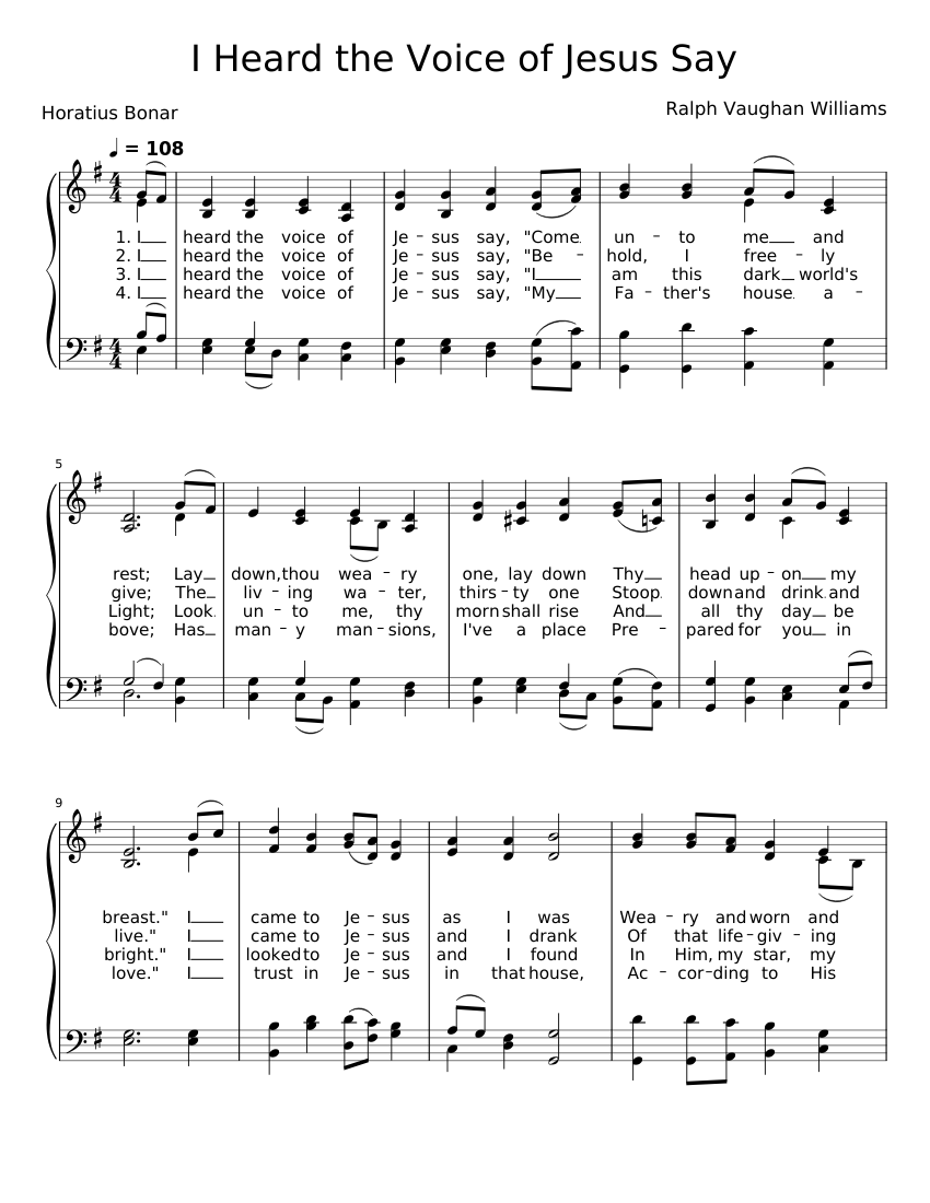 I Heard the Voice of Jesus Say Sheet music for Piano (Solo) Easy ...
